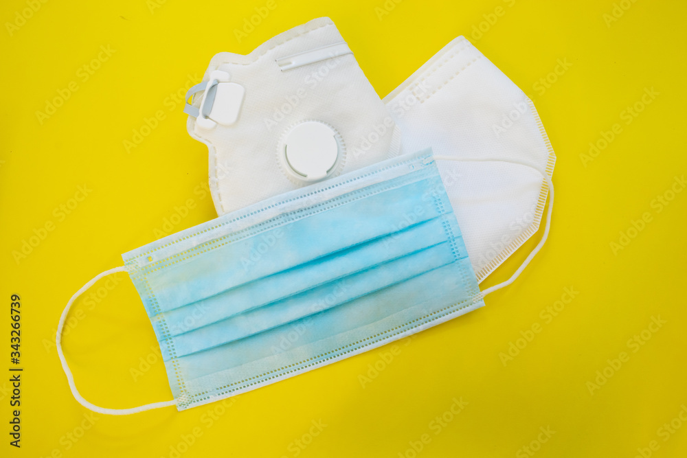 Surgical mask with rubber ear straps. Typical 3-ply surgical mask ...