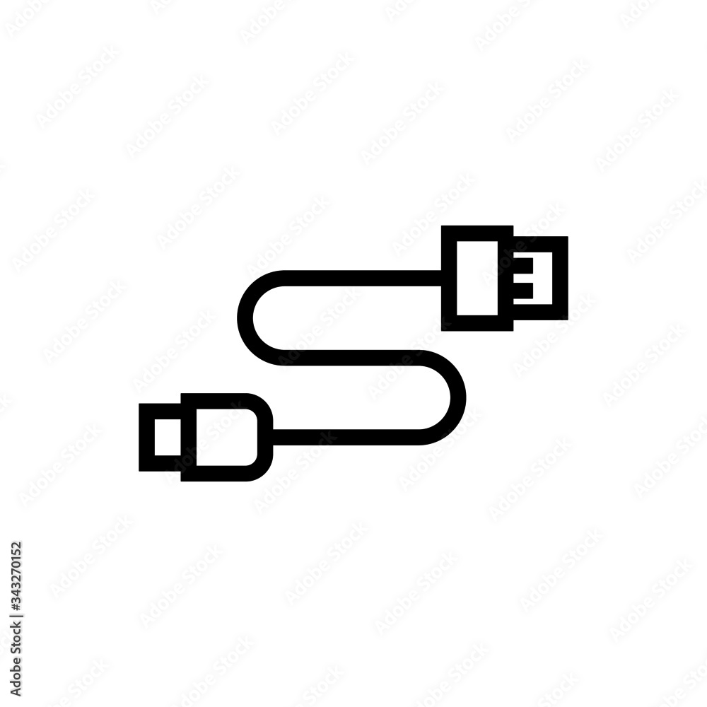Cable icon in outline style on white background, for website design ...