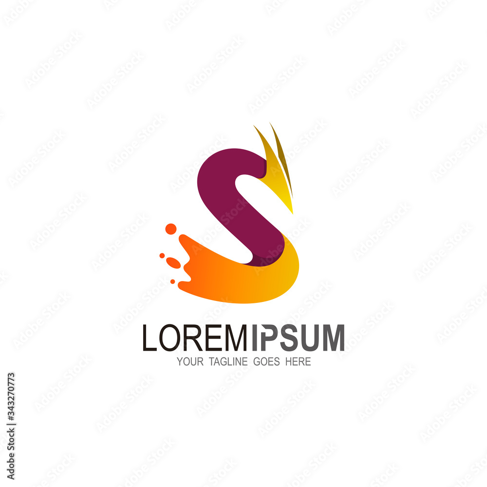 Dragon and letter s logo, s- shaped dragon logo , 3d icon, dragon snake ...