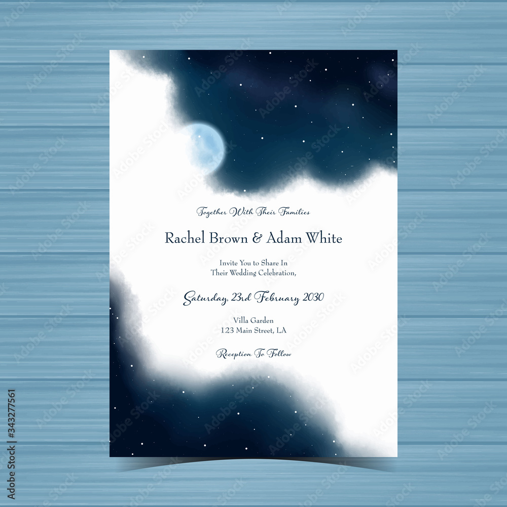abstract wedding invitation card with gorgeous starry night Stock ...