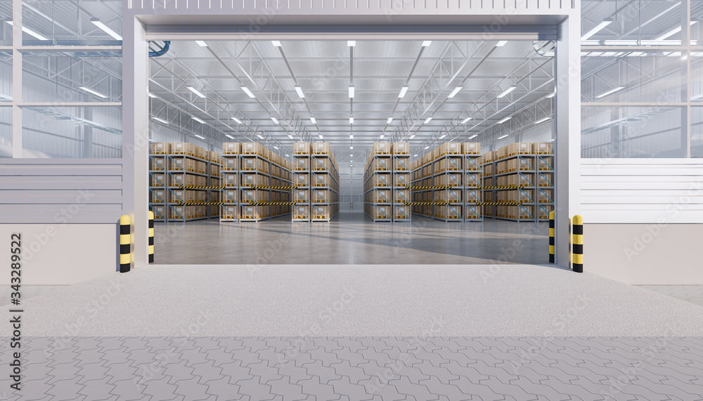 Warehouse or industry building exterior. known as distribution center ...