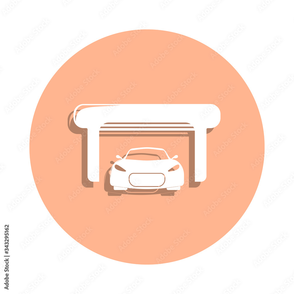 Car in the garage badge icon. Simple glyph, flat vector of cars service ...
