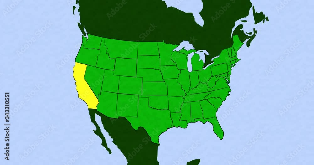 2D Animation of US Map with California Highlighted 素材庫影片 | Adobe Stock