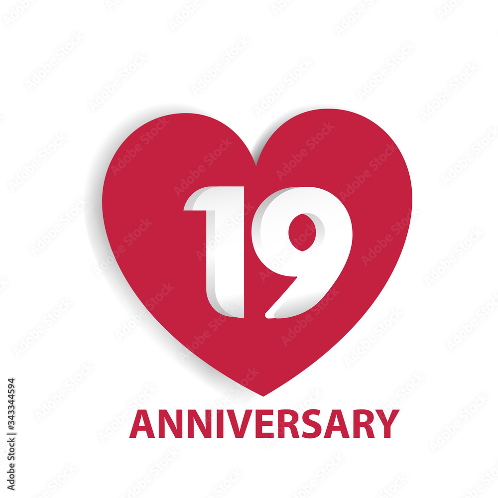 19 Years Anniversary Logo Celebration With Love Stock Vector | Adobe Stock