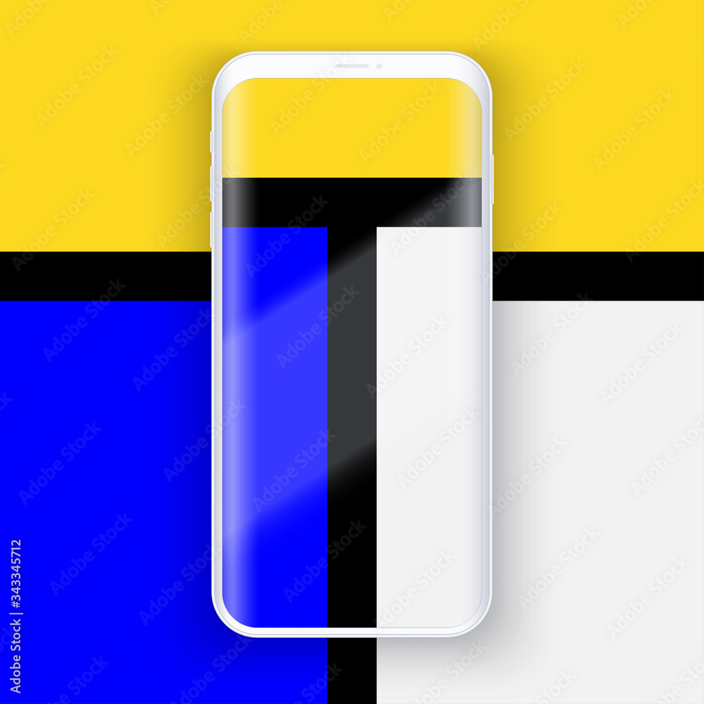 Smartphone layout presentation mockup in Mondrian style. Example ...