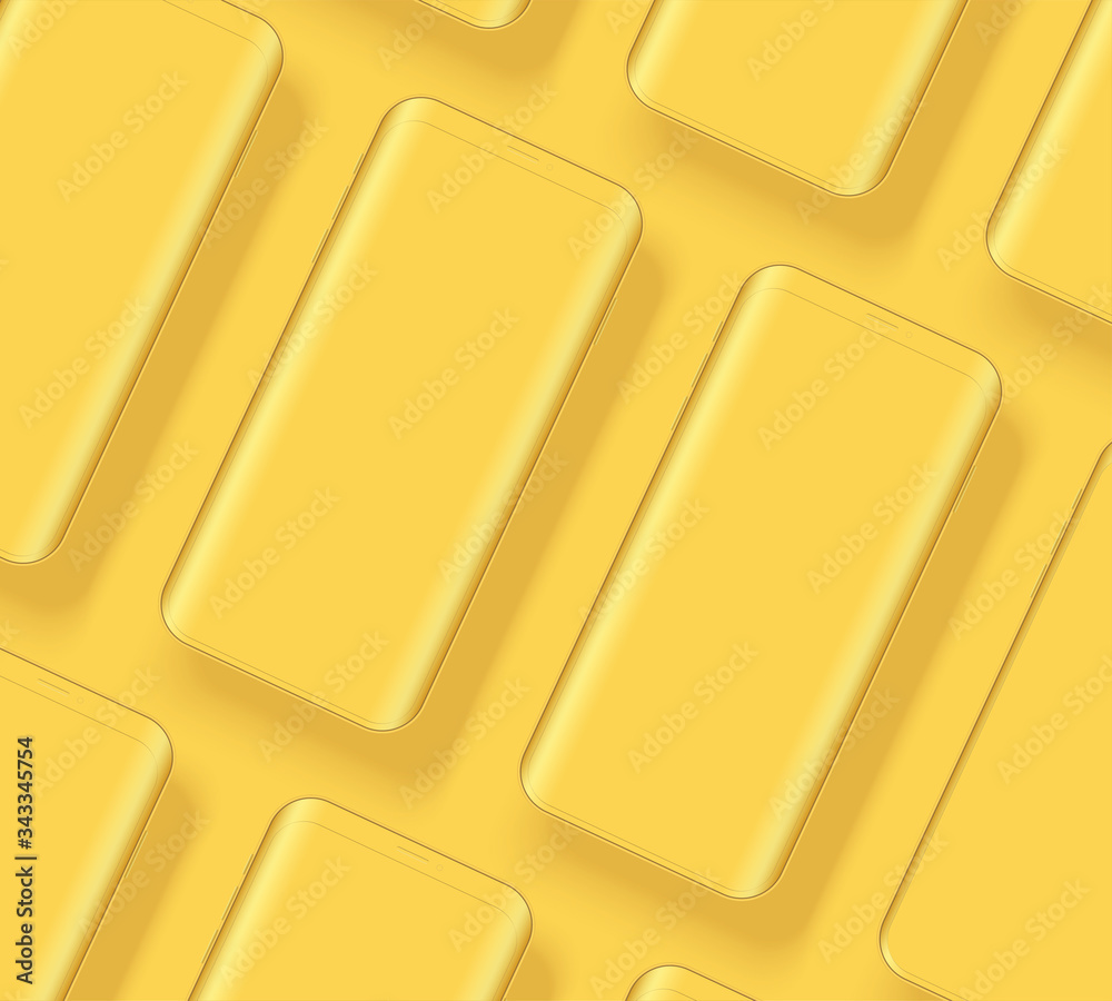 Many Smartphones layout presentation mockup in yellow color. Example ...