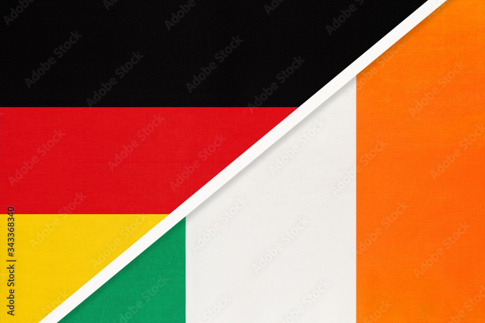 Federal Republic of Germany vs Ireland, symbol of two national flags ...