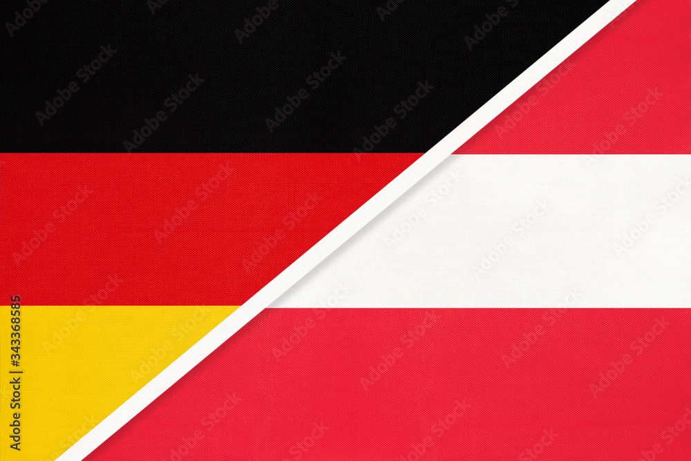 Federal Republic of Germany vs Austria, symbol of two national flags ...