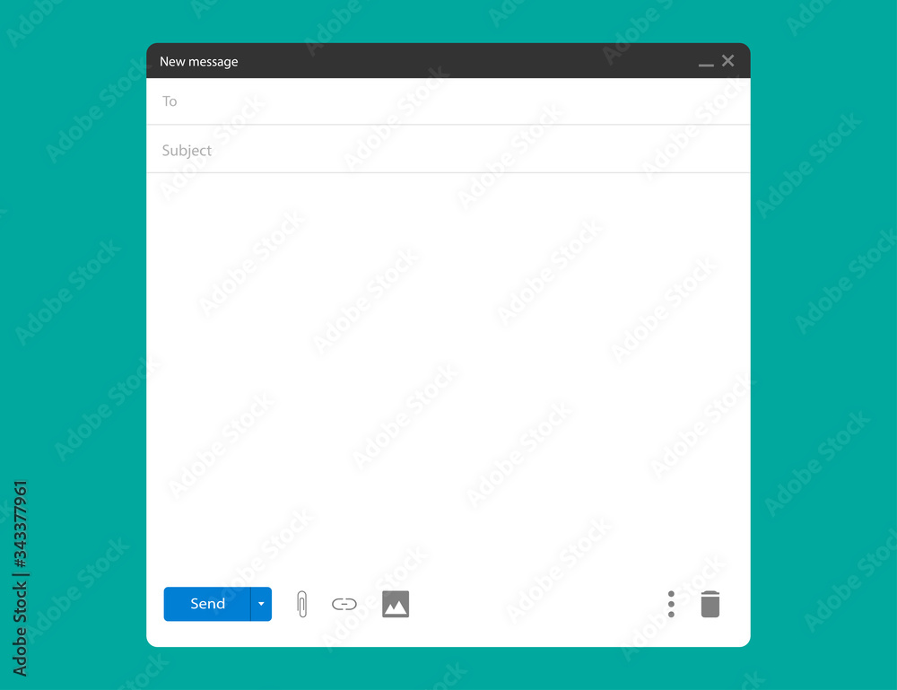 Mail mockup window for feedback form. Template of email box with blank ...