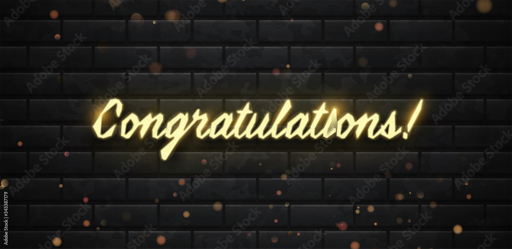 Neon sign of Congratulations banner Stock Vector | Adobe Stock