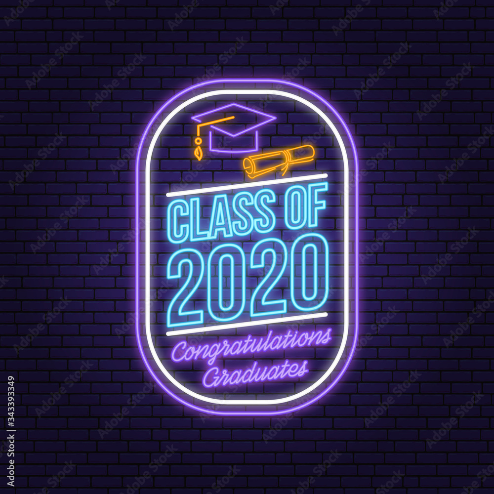 Class of 202 neon bright signboard, light banner. Vector. Template for ...