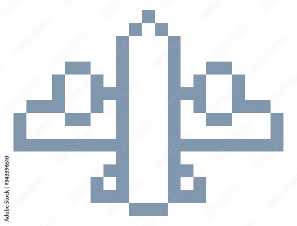 Plane, airplane or aeroplane icon in a pixel 8 bit video game art style ...