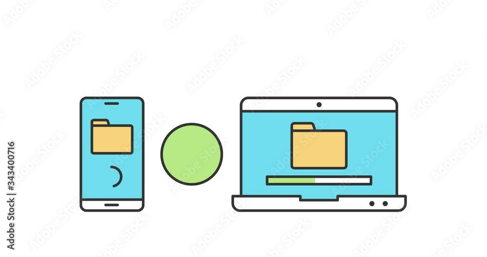 Vidéo Stock File transfer 4k animation. Smartphone to laptop wireless ...