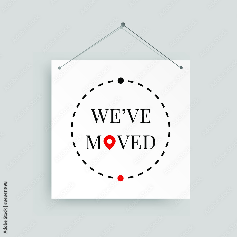 We moved realistic banner for paper design. Minimal icon with pin ...