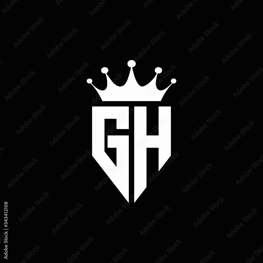 GH logo monogram emblem style with crown shape design template Stock ...