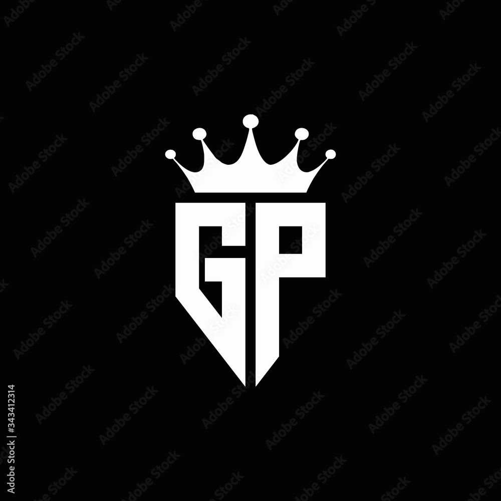 GP logo monogram emblem style with crown shape design template Stock ...