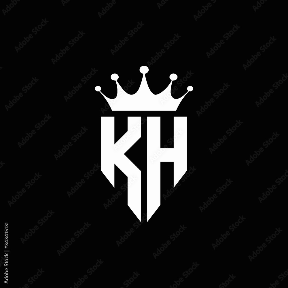 KH logo monogram emblem style with crown shape design template Stock ...