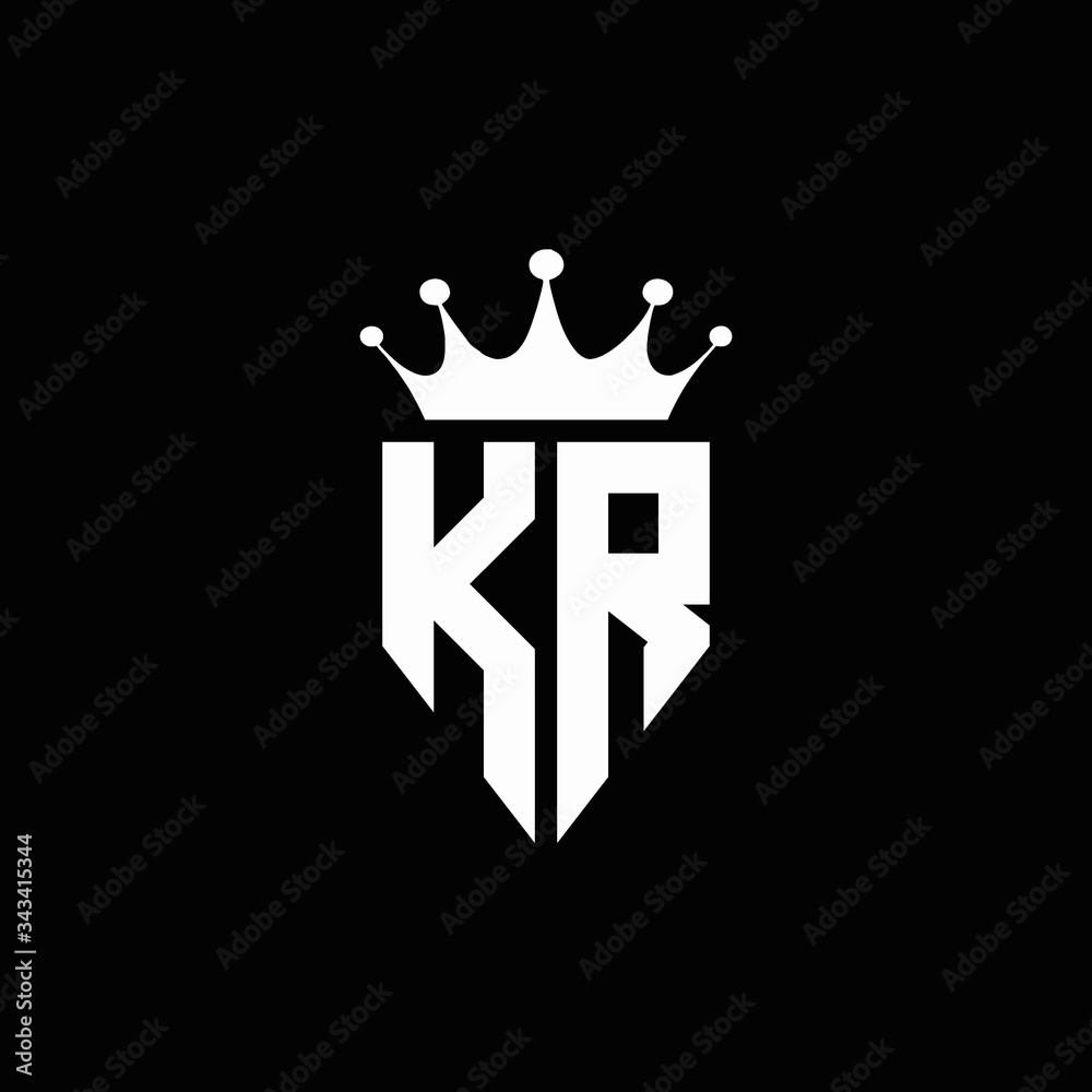 KR logo monogram emblem style with crown shape design template Stock ...