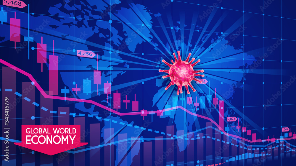Coronavirus pandemic and the global economic crisis. Covid-19. Blue ...