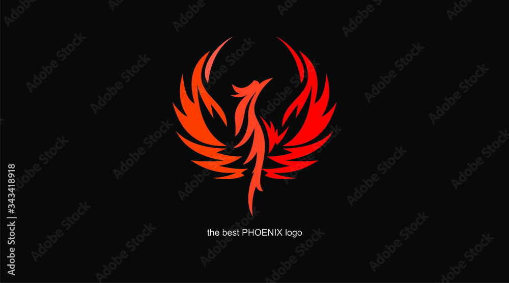 great phoenix logo, in black, red, white backgroud, vector ...