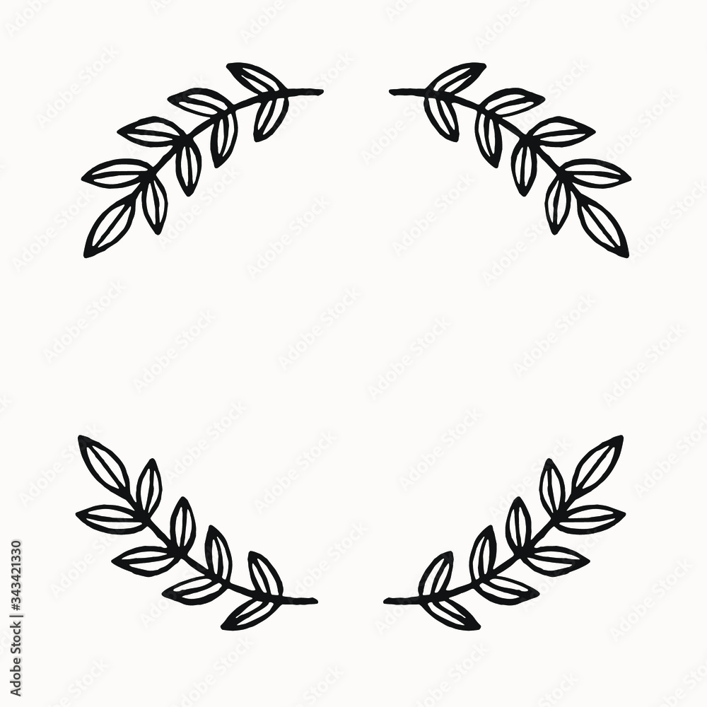 laurel leaf border for graphic design. logo frame isolated element for ...