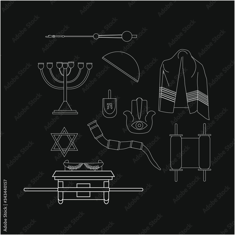 typical objects of the Jewish religion. illustration for web and mobile ...