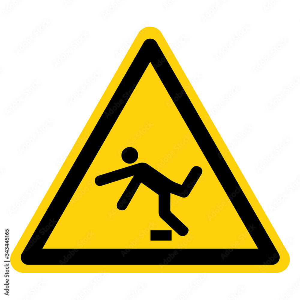 Warning Tripping Hazard Symbol Sign ,Vector Illustration, Isolate On ...