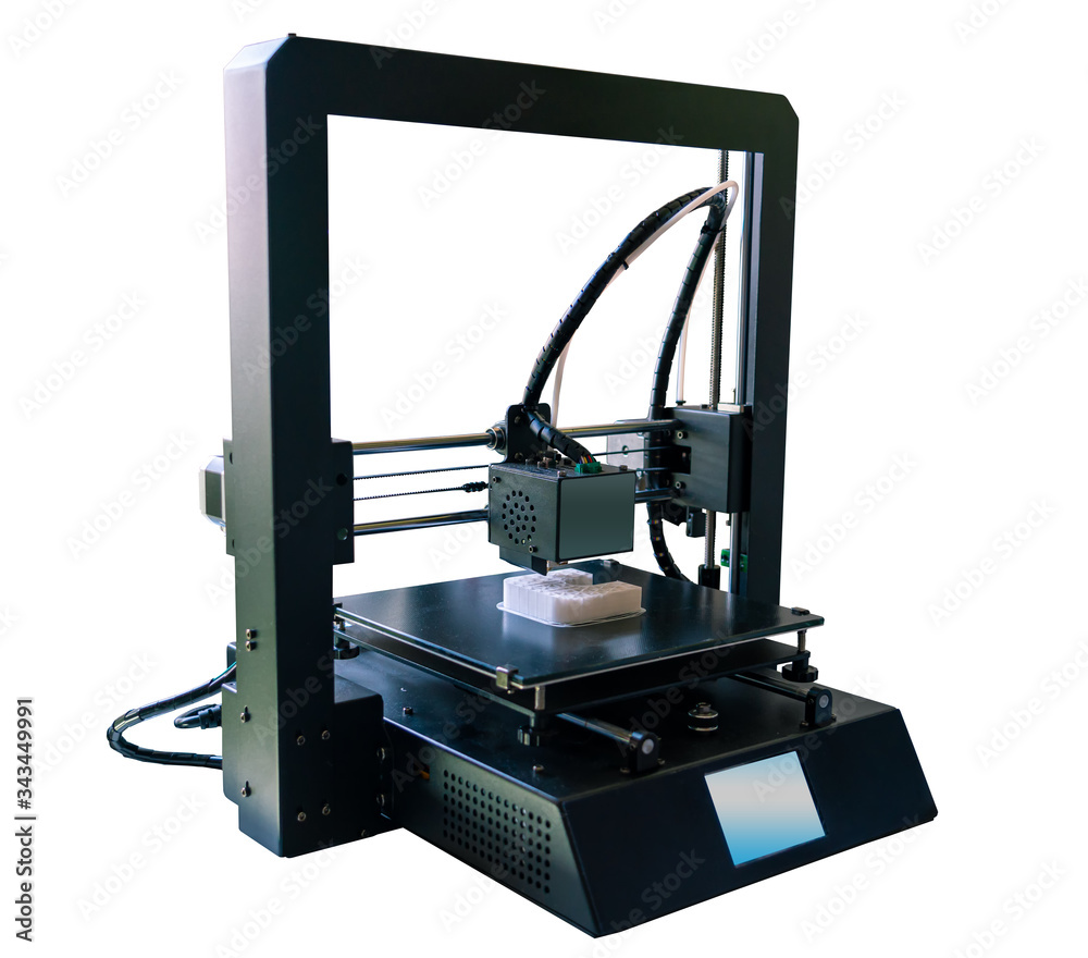 3D printer isolated on white Stock Photo | Adobe Stock