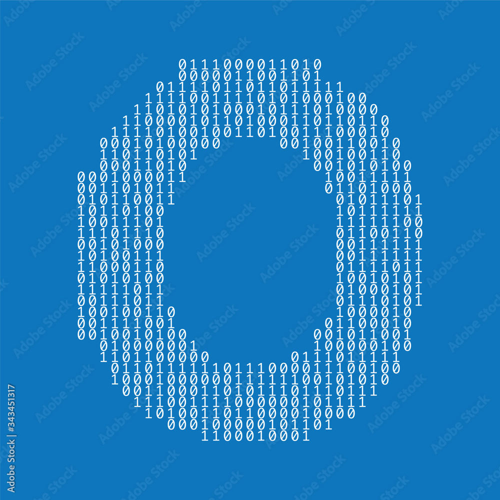 Letter O made from binary code digits. Technology background Stock ...