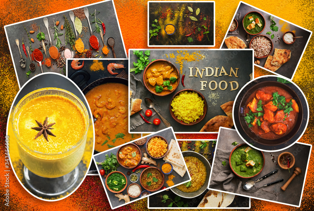 Collage of various traditional indian food. A collection of Indian ...