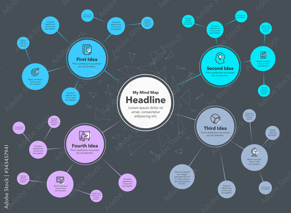Simple infographic for mind map chart template with place for your ...