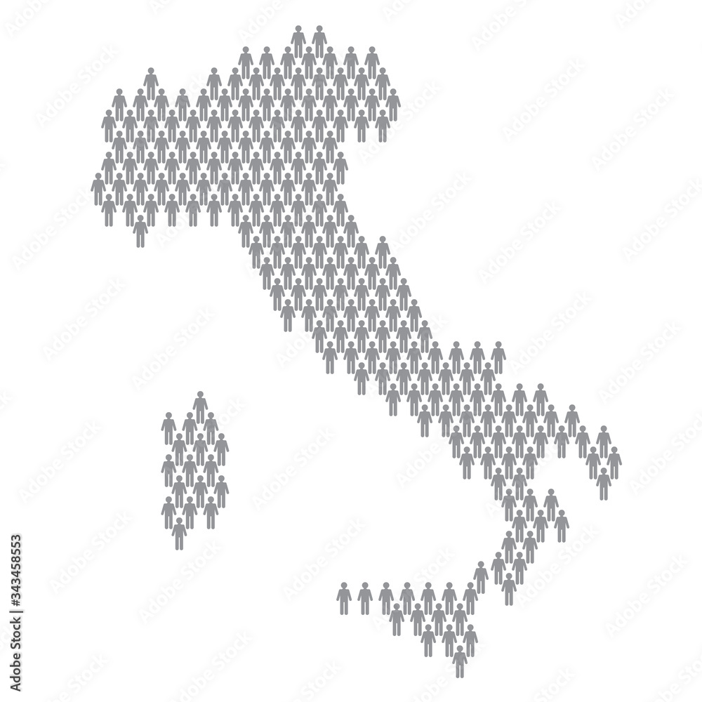 Italy population infographic. Map made from stick figure people Stock ...