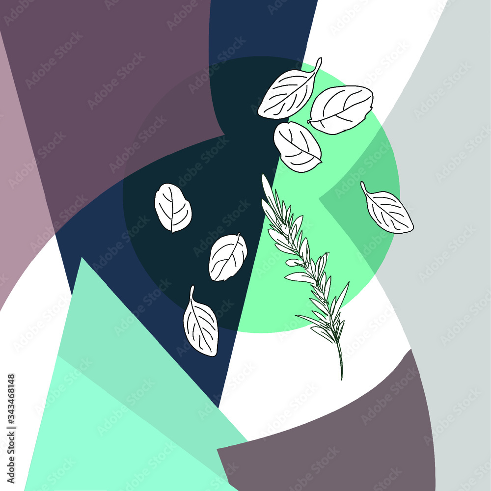 Design vector with leaves and aromatic plants for restaurant menu, t ...