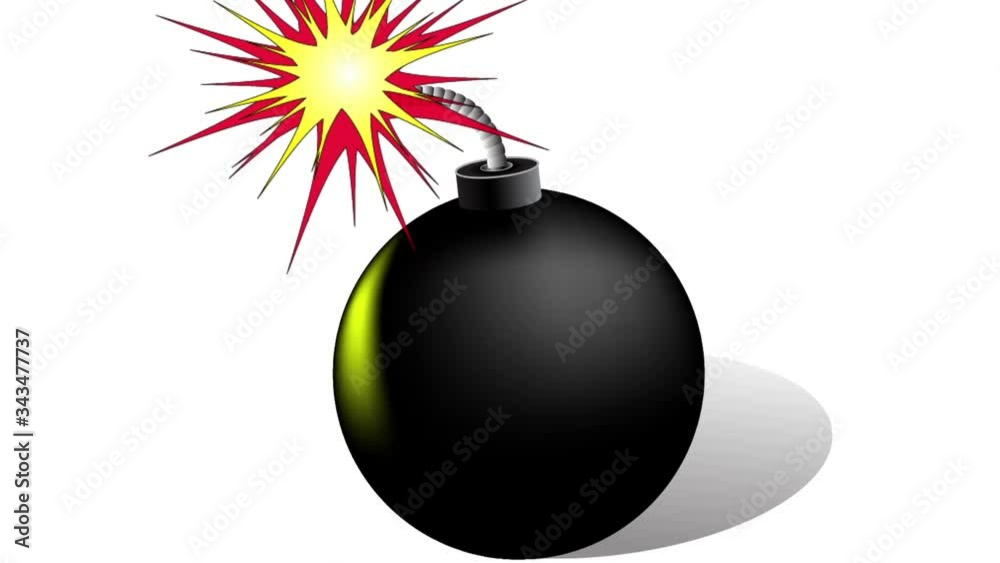 explosion of a black round bomb animation in cartoon style. Stock Video ...