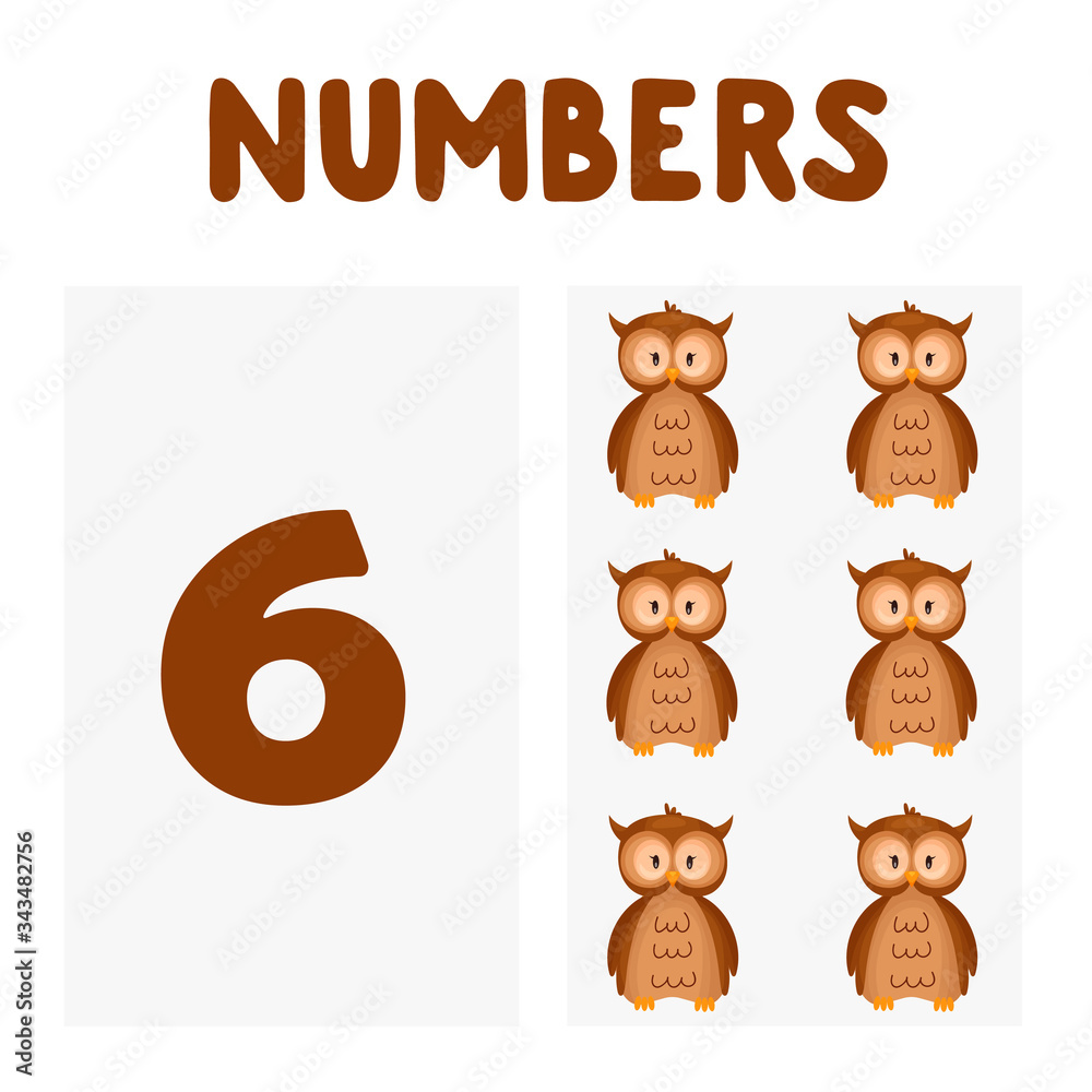 Set Of Numbers For Children Education. Cartoon vector animals for kids ...