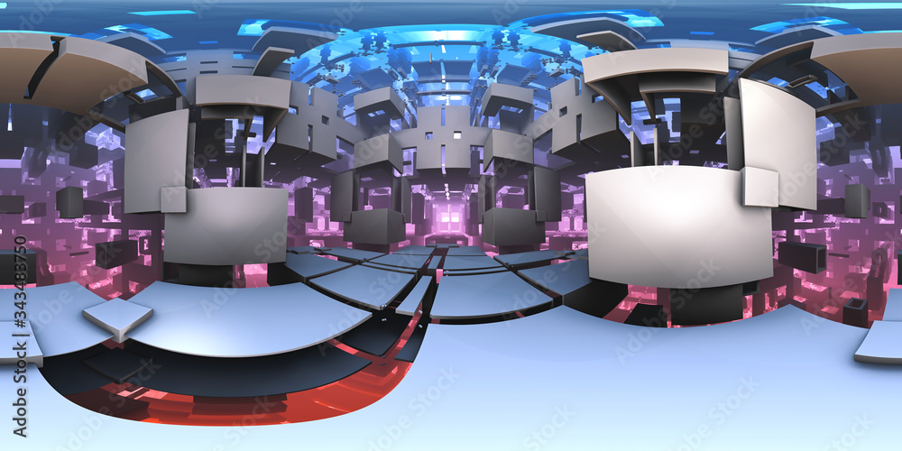 ภาพประกอบสต็อก 360 degree alien labyrinth, abstract maze background ...