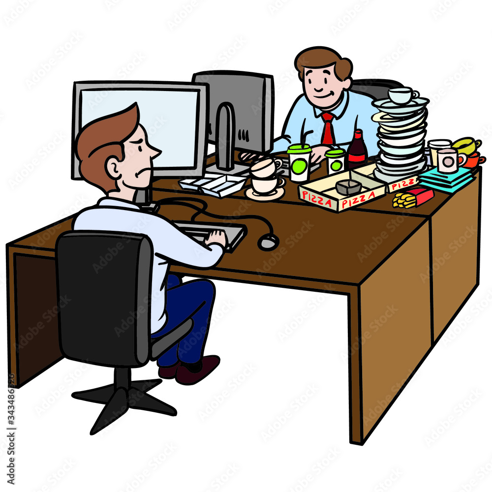 uncluttered desk in the open plan office. trouble, rules, clean desk ...