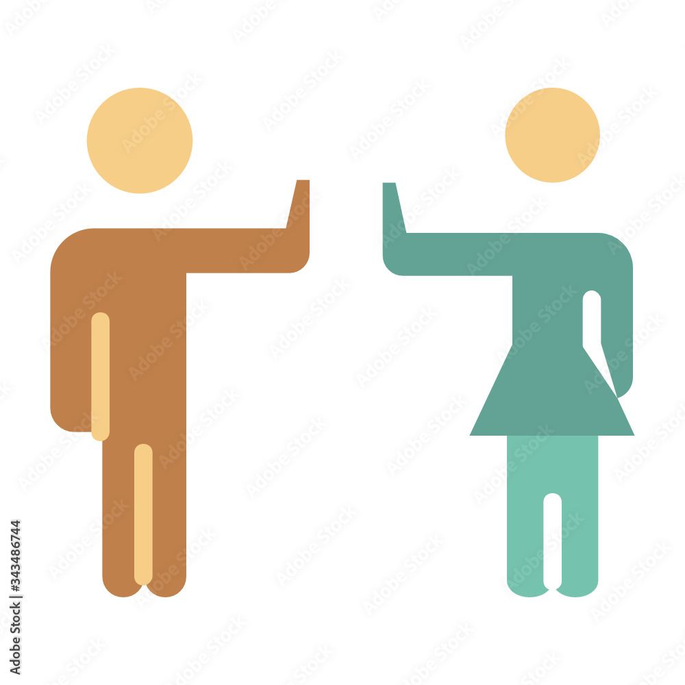 disallow physical touch vector color icon, keep away from each other ...