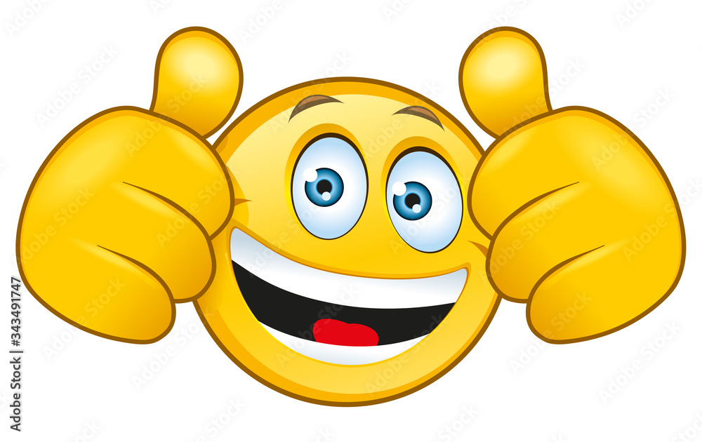 laughing smilie with a thumbs up sign Stock Vector | Adobe Stock