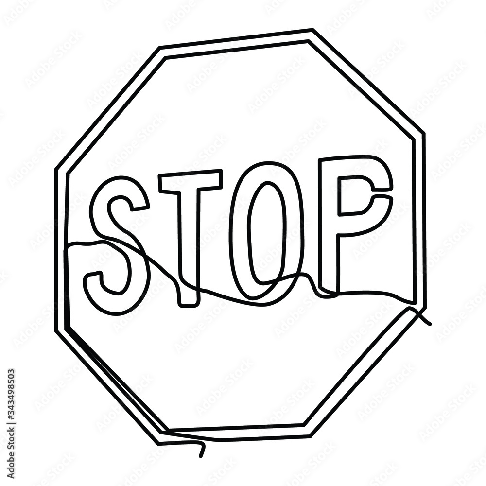 Poster one line continuous drawing stop sign – Wall Art | UkPosters