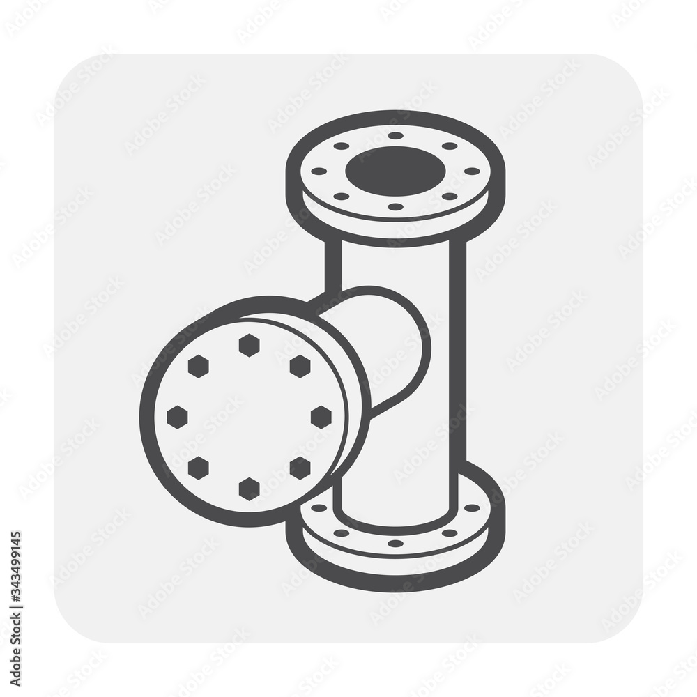 Pipe icon and flange fitting for pipeline connection with valve and ...