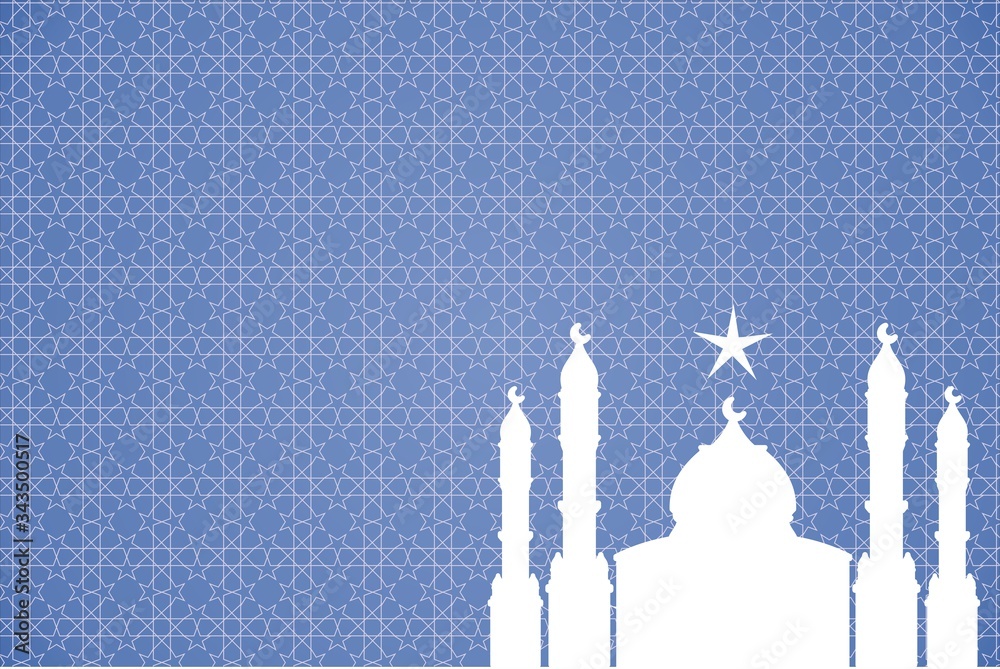The outline of a Muslim mosque on a light blue background. National ...