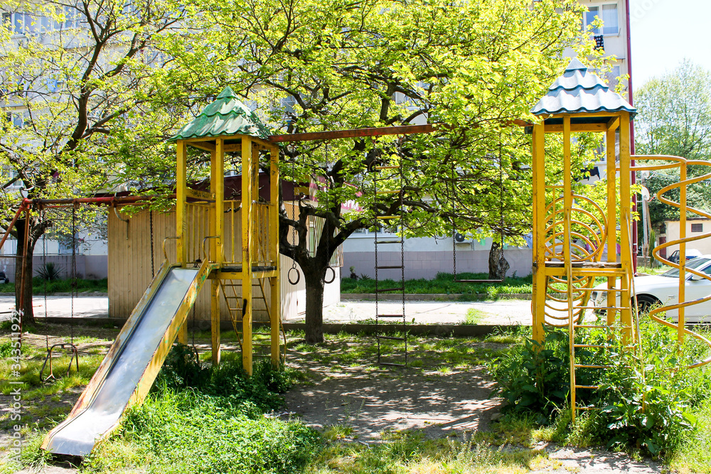 An empty playground. Quarantine, isolation, empty playgrounds ...