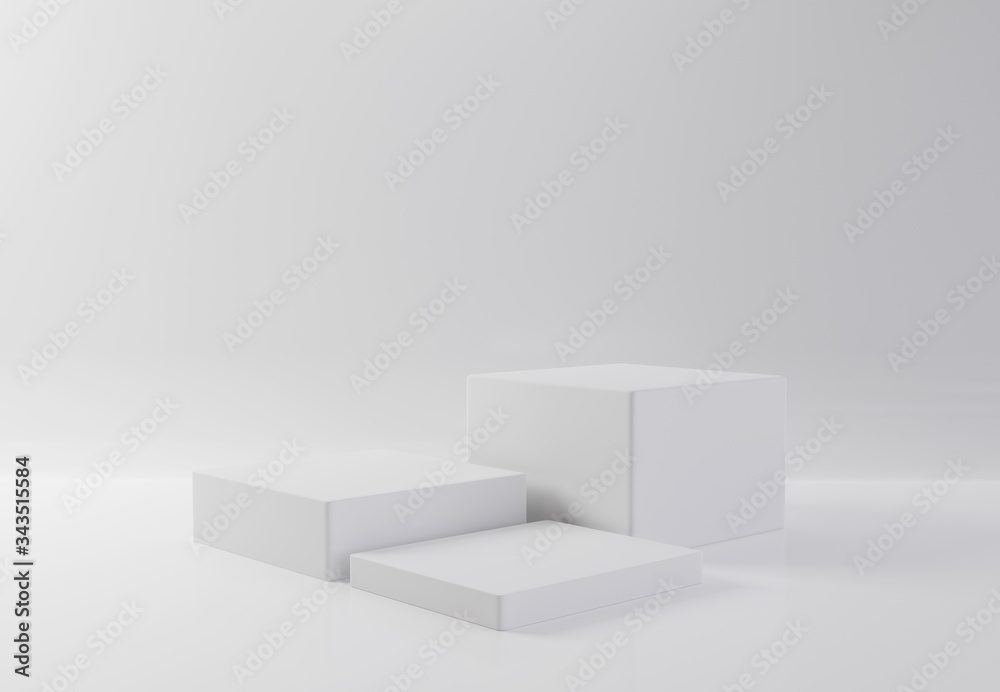 White rectangle cube product showcase table on isolate background ...