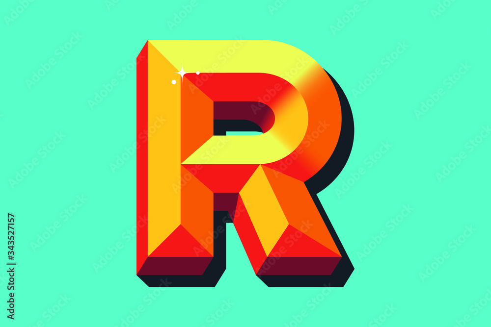Engraved Vector letter R Color Pantone for any use Stock Vector | Adobe ...