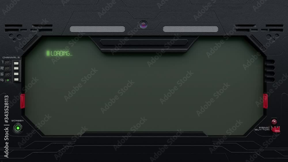 SciFi Tablet/screen/UI in the upper left corner appears the message ...