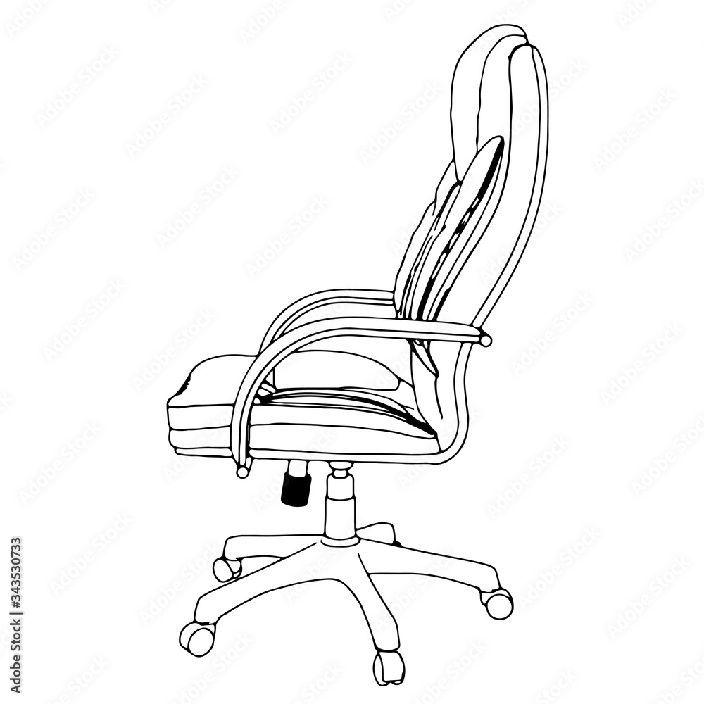 sketch of office chair on wheels vector different views Stock Vector ...