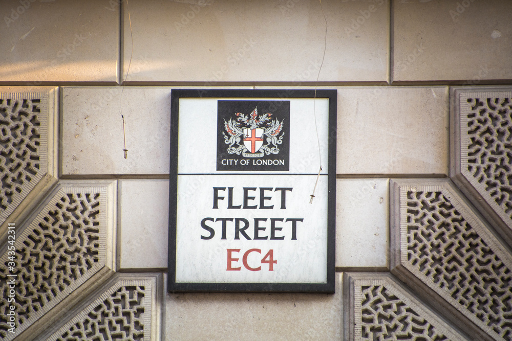 London - Fleet Street, street sign- a major London street connecting ...