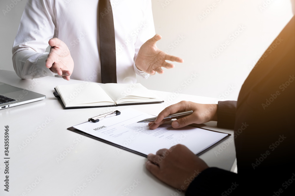 Job applicant is presenting about the ability and the experience for ...
