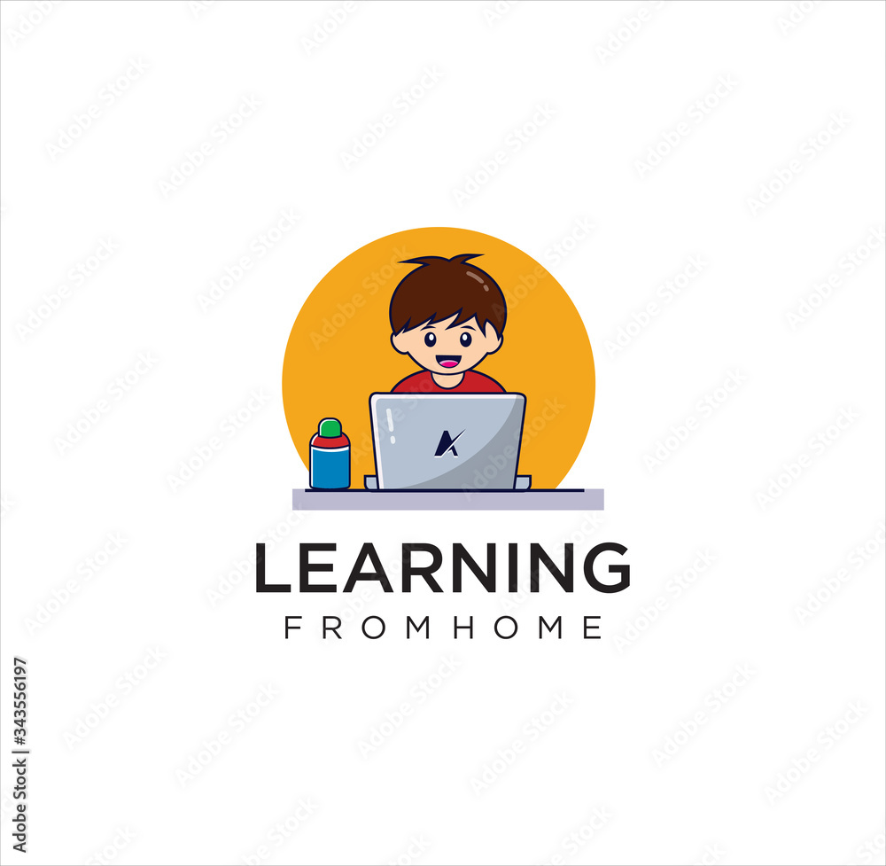 Child home learning logo Design. Learn Online Logo Template. Online ...